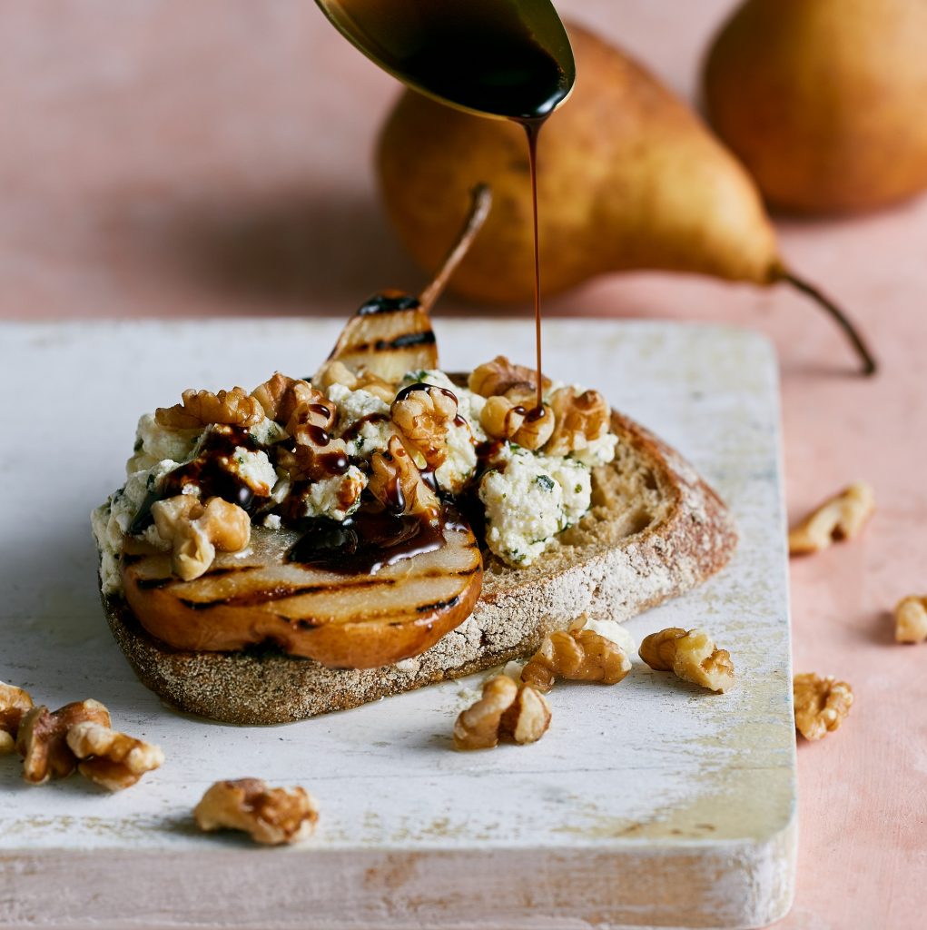 Grilled Beurré Bosc pear toast with marinated Feta | Australian Pears